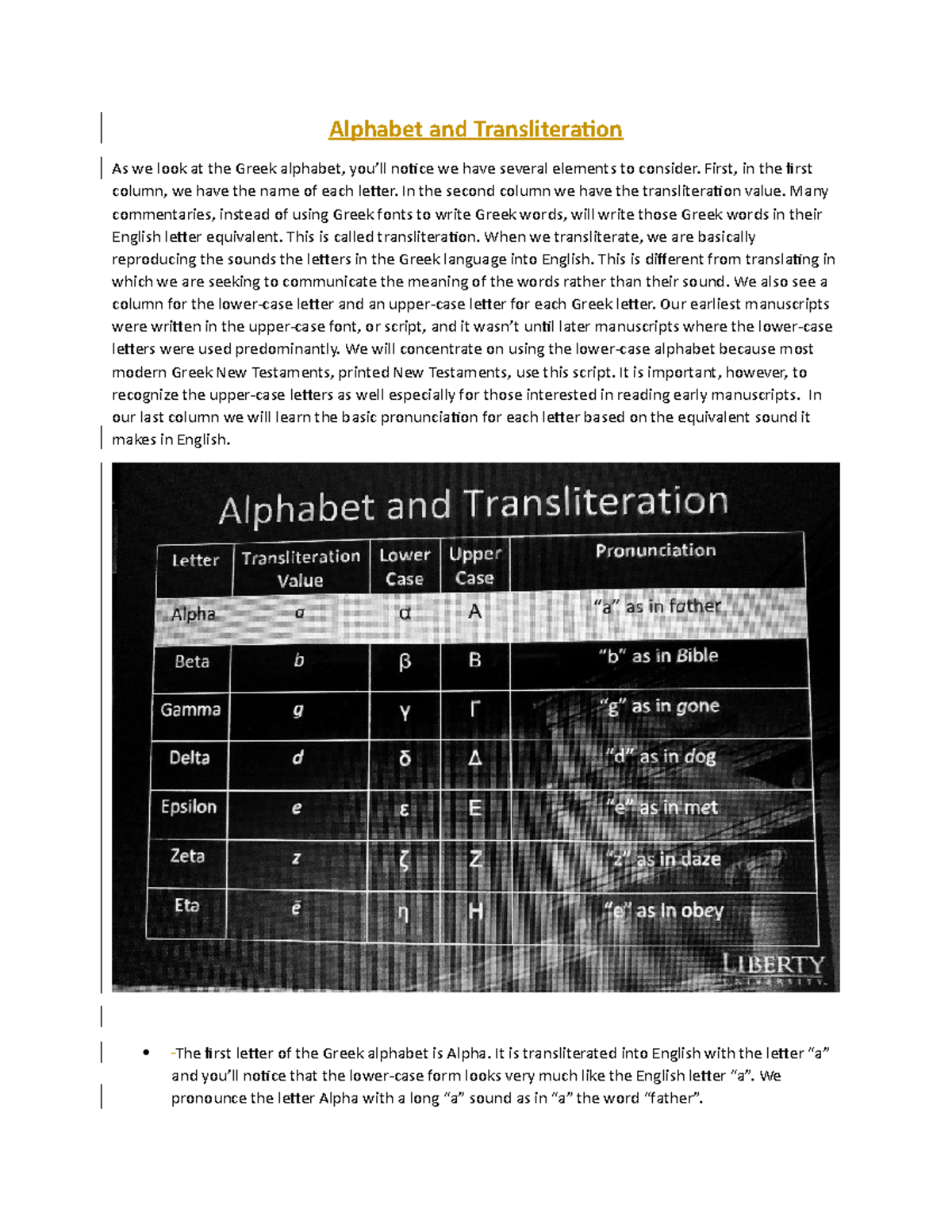 Letters and Transliteration - Alphabet and Transliteration As we look ...