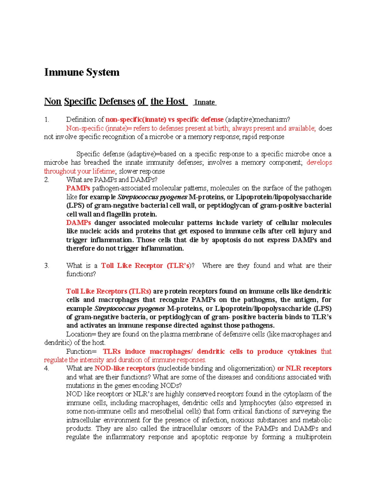 Bio 208 The Immune System Study Guide Chapters 16- 19 Study Guide ...