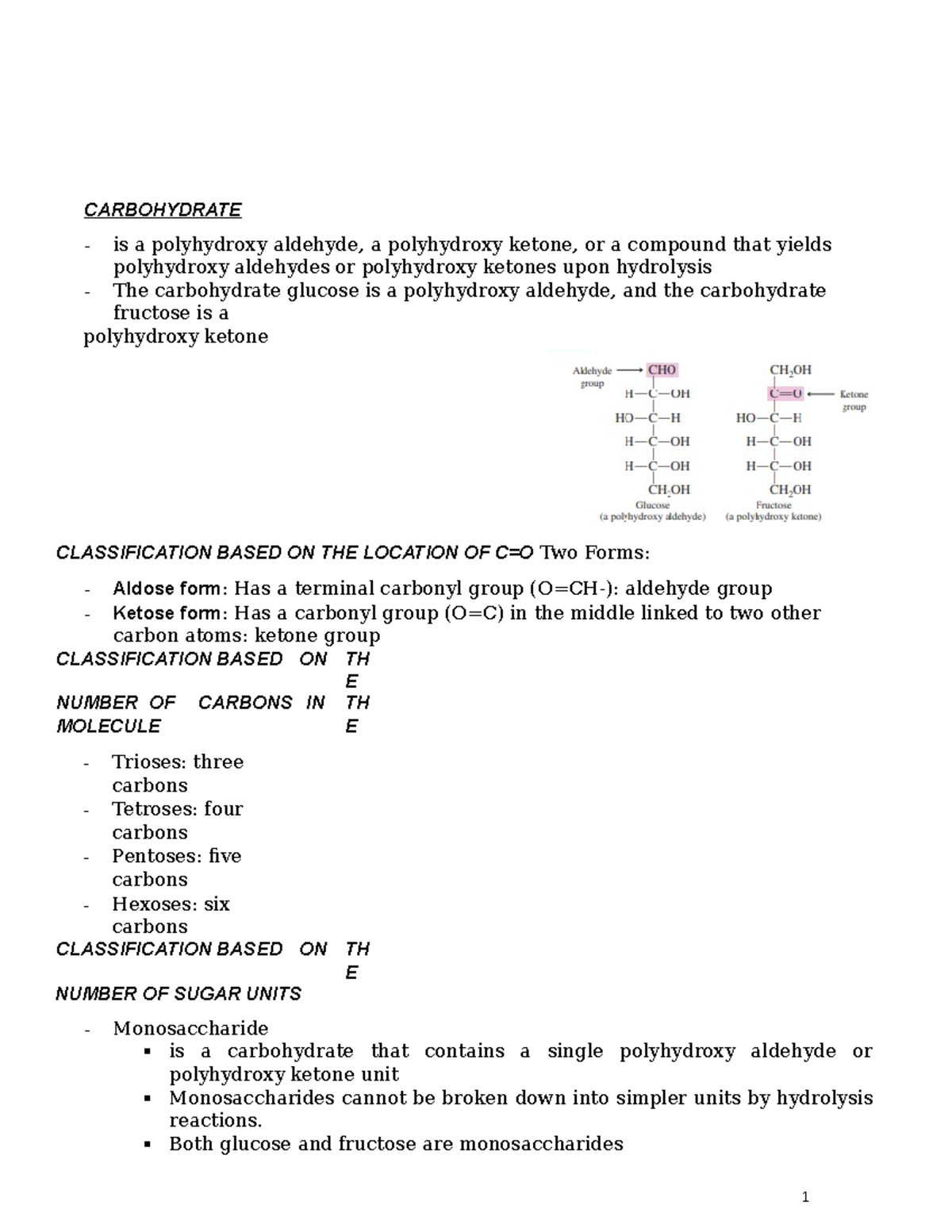Number OF Carbons - CARBOHYDRATE is a polyhydroxy aldehyde, a ...