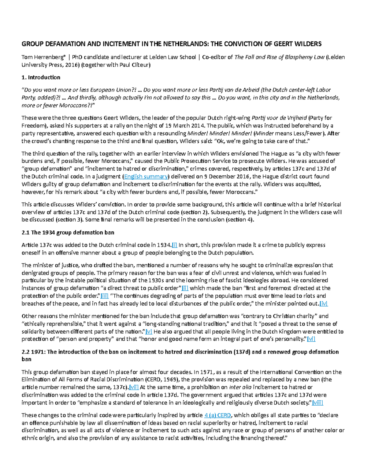 Group Defamation AND Incitement IN THE Netherlands - GROUP DEFAMATION ...