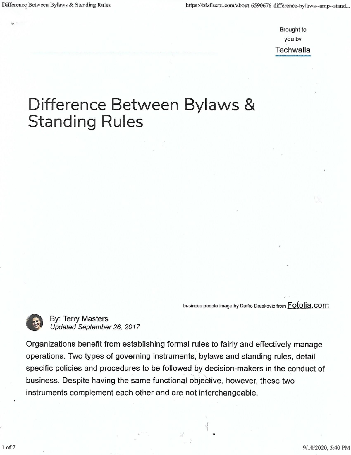By Laws versus Standing Rules - Constitutional Law - Studocu