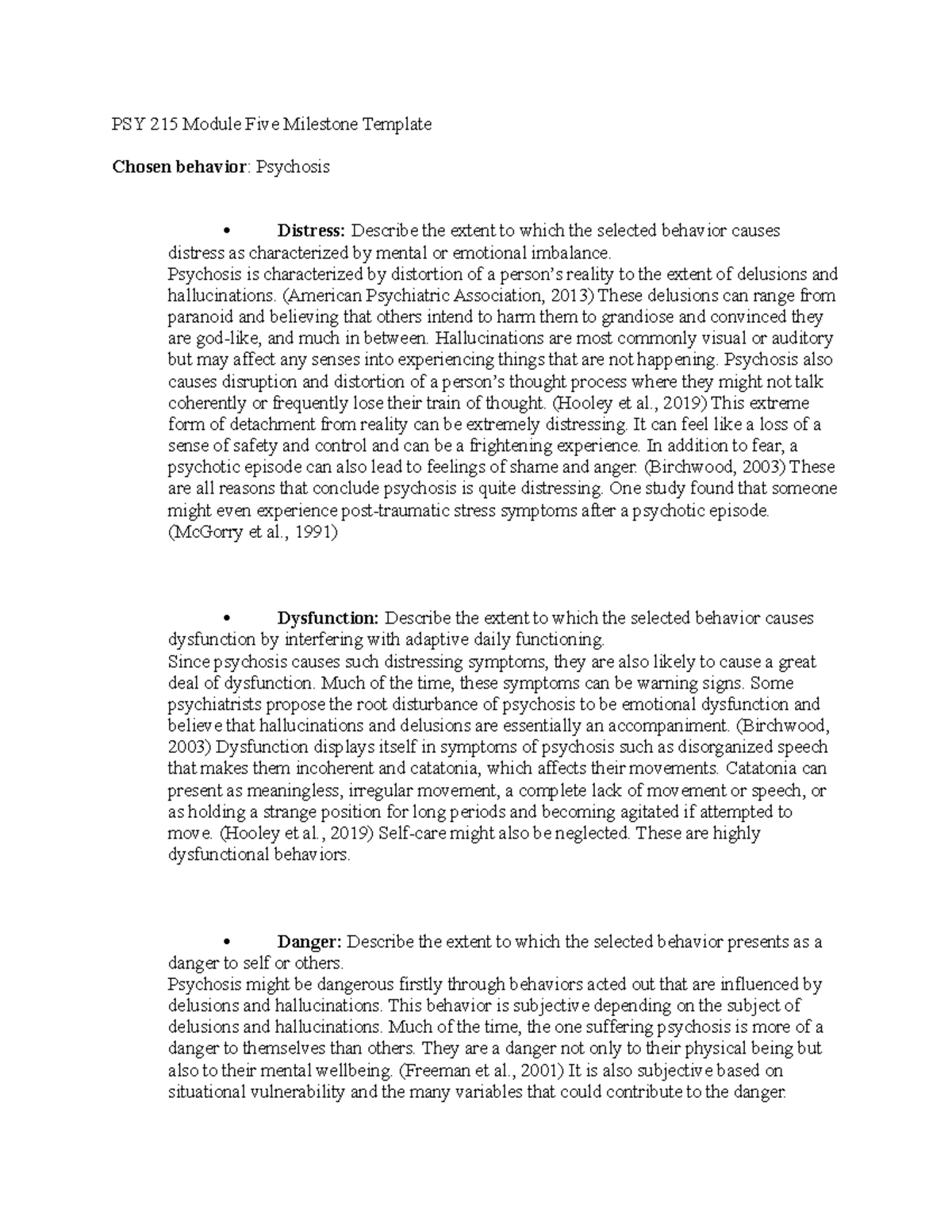 PSY 215 Module Five Milestone Template - PSY 215 Module Five Milestone ...