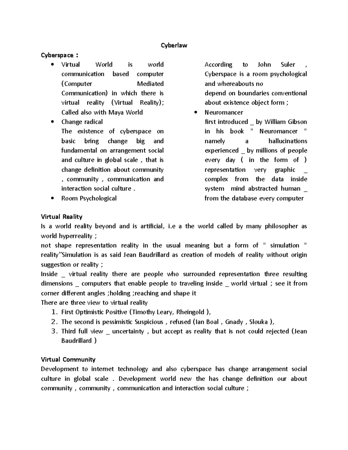 Notes on cyber law lessons (cyber law) - Cyberlaw Cyberspace : Virtual ...