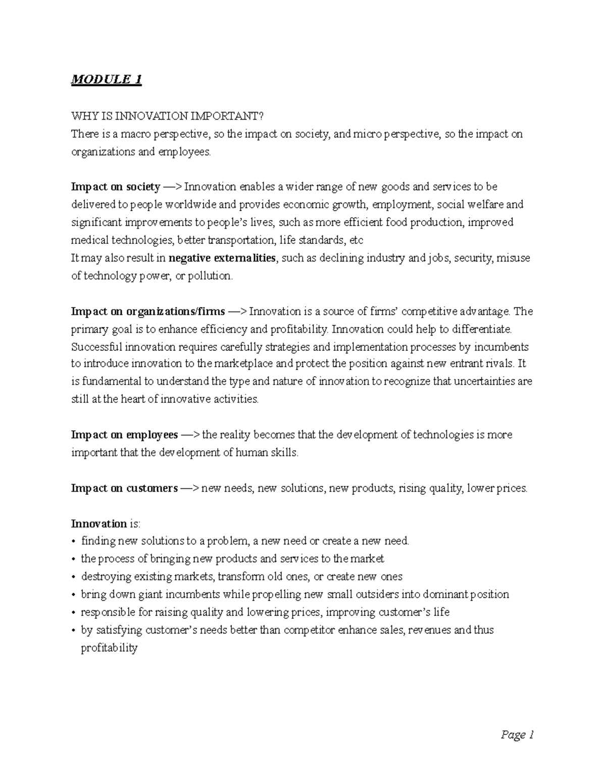 Innovation AND RED Management - MODULE 1 WHY IS INNOVATION IMPORTANT ...