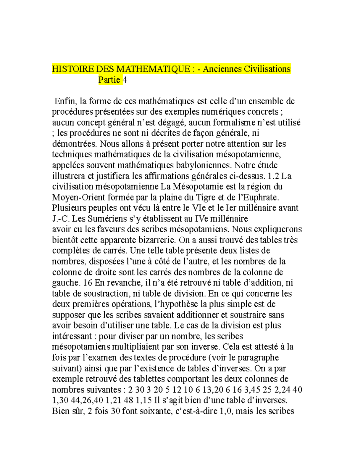 Histoire DES Maths 5 - HISTOIRE DES MATHEMATIQUE : - Anciennes ...