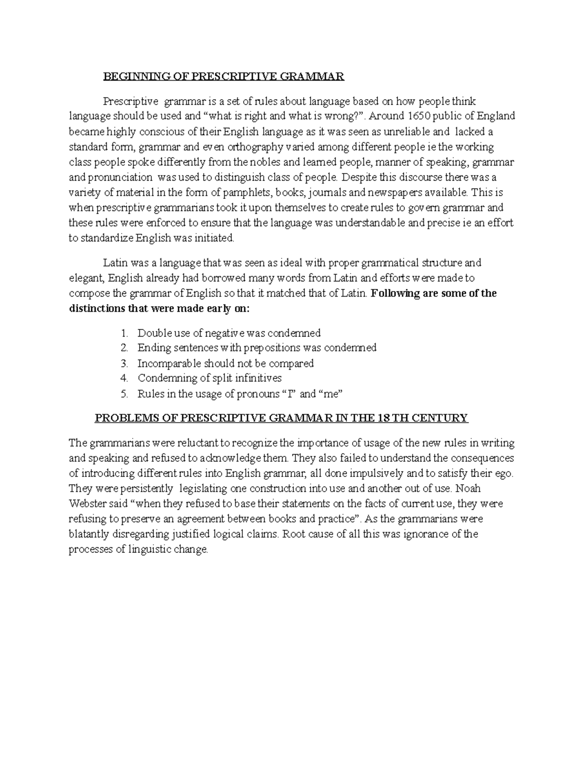 Beginning OF Prescriptive Grammar guide to grammar new edition ...