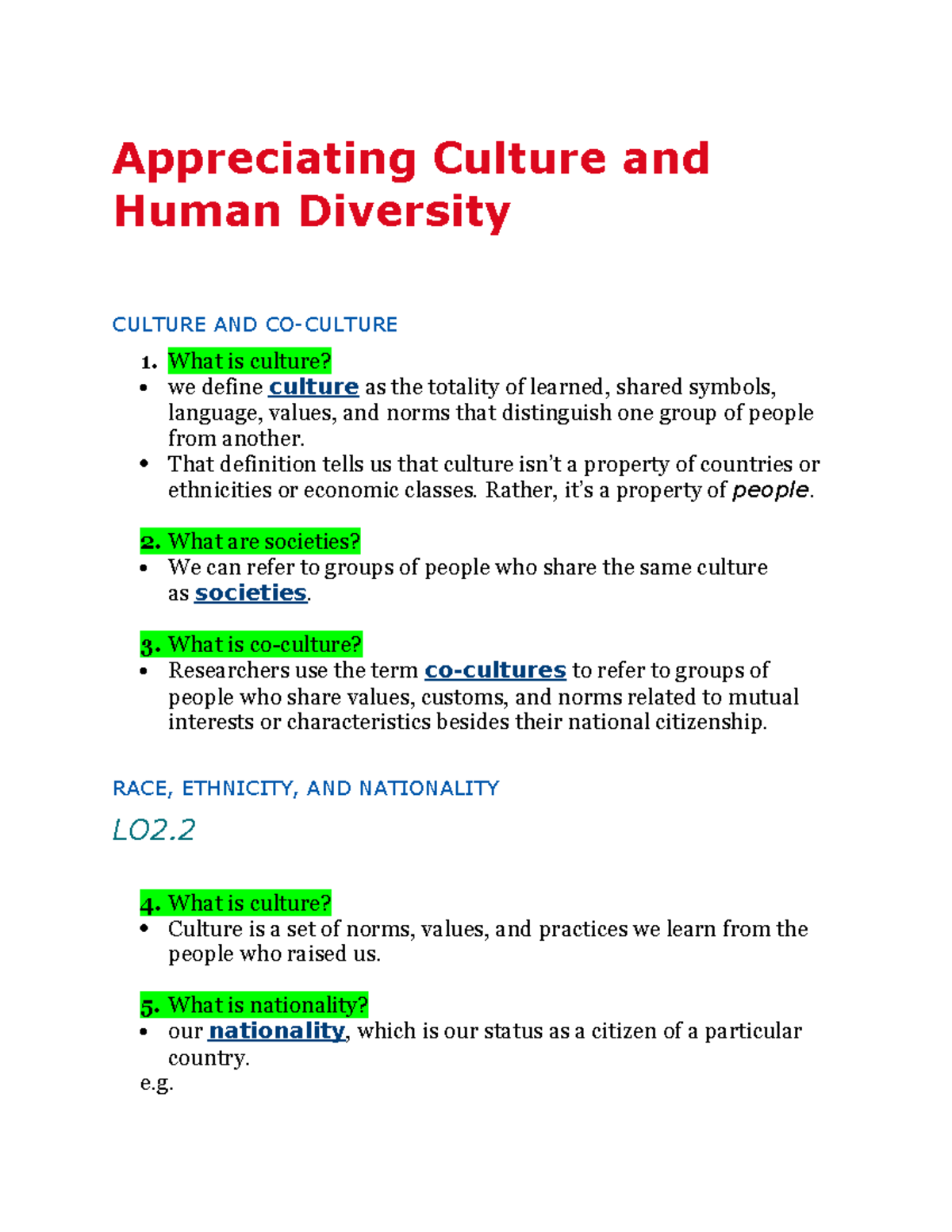 Chapter 2 - Culture Diversity Global Behavior - Appreciating Culture ...