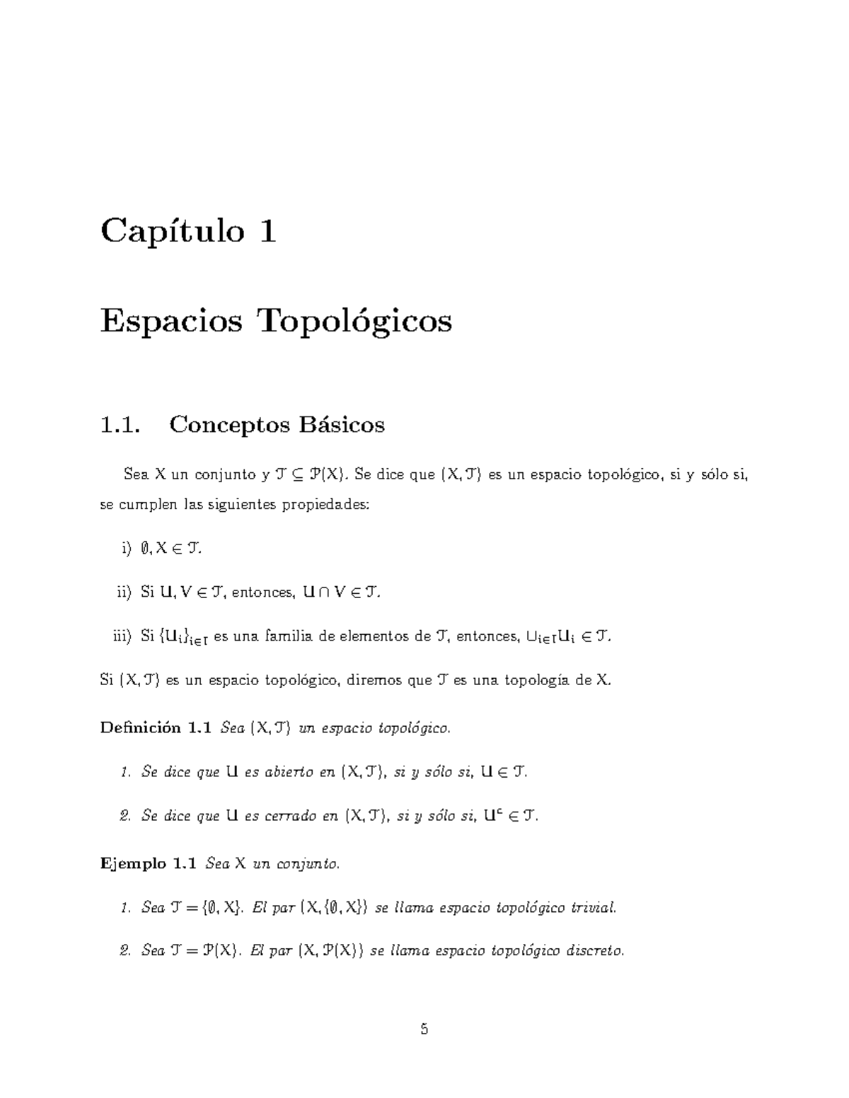 Topologia - MATEMATICA - Cap ́ıtulo 1 Espacios Topol ́ogicos 1 ...