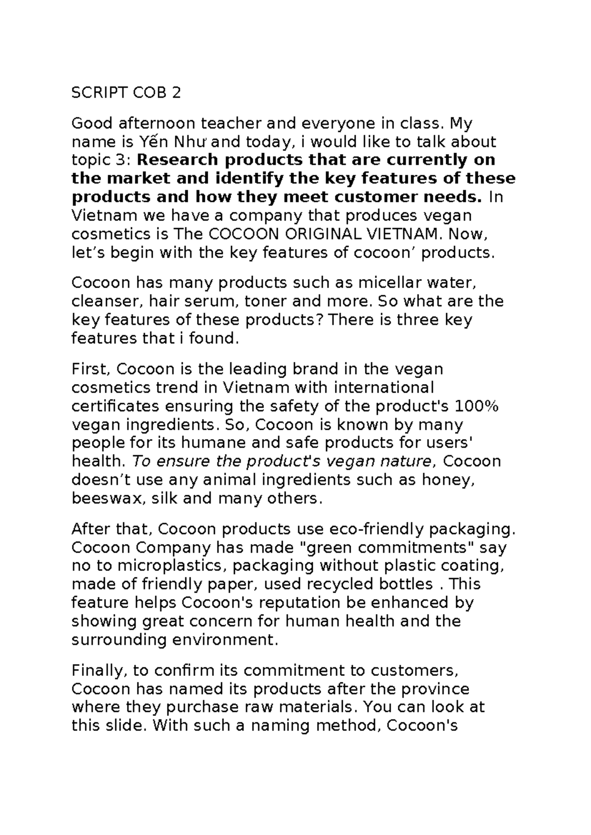 Script COB 2 - SCRIPT COB 2 Good afternoon teacher and everyone in ...