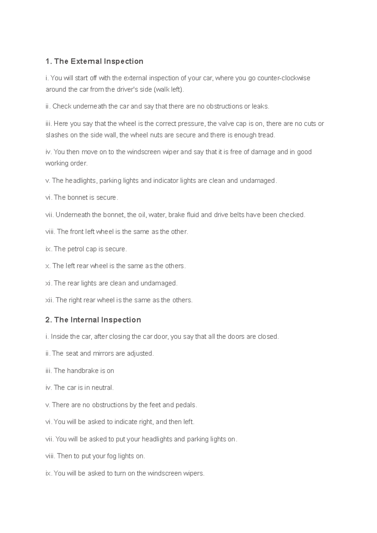 1 - Lecture notes 1 - 1. The External Inspection i. You will start off ...