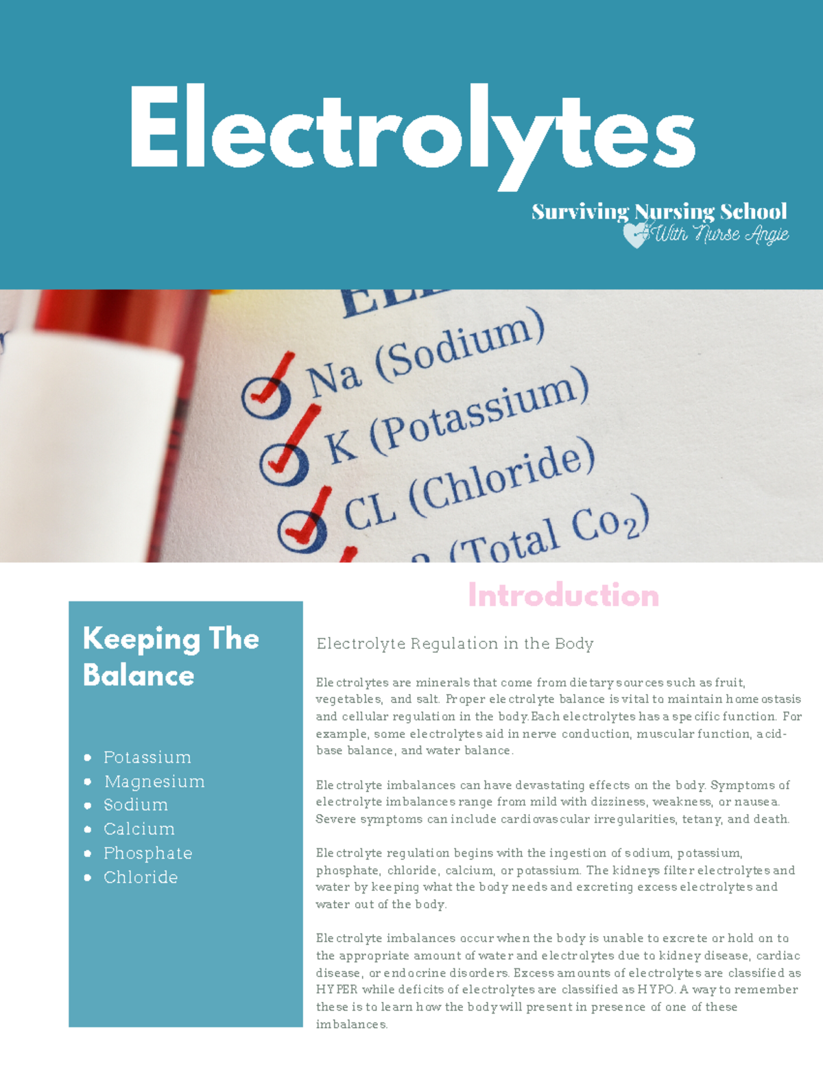 Electrolytes Studypacket - Electrolytes Electrolytes are minerals that ...