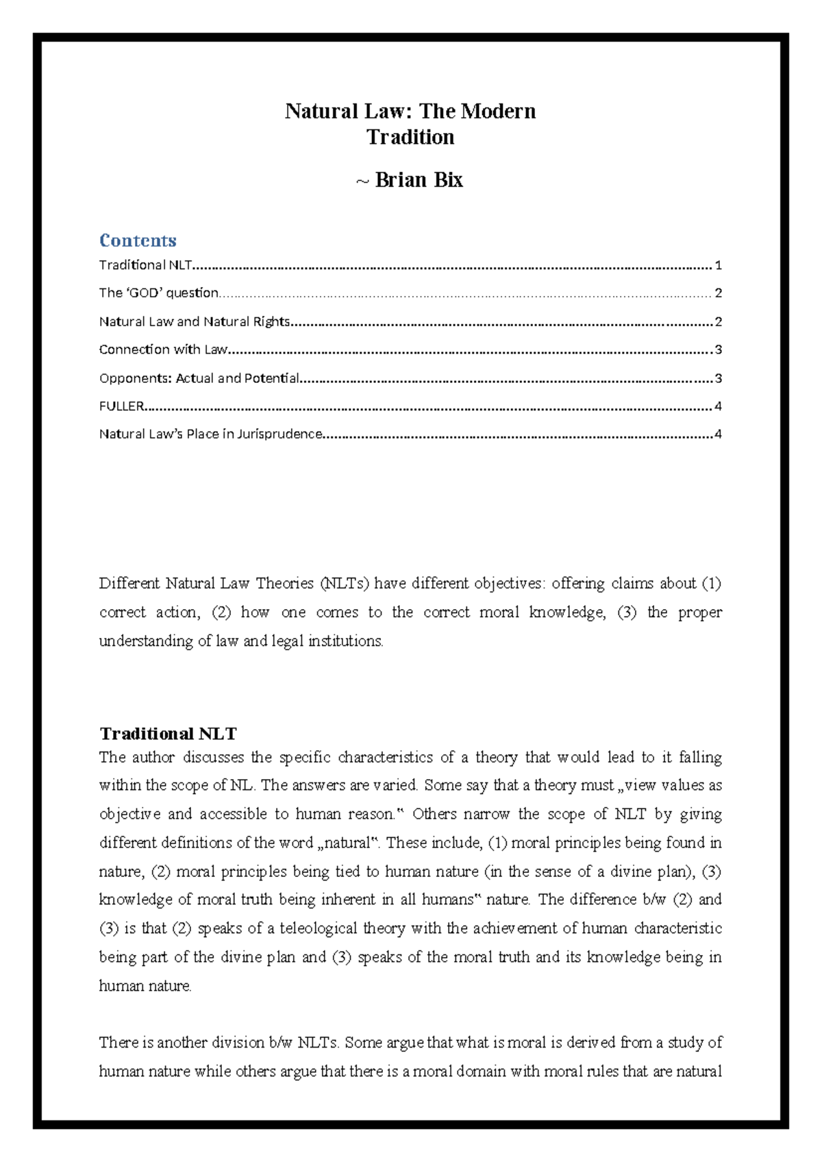 Brian bix natural law theory the modern tradition summary - Natural Law ...