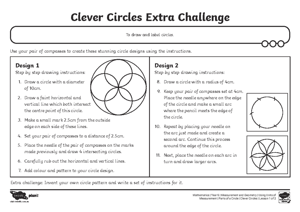 Clever Circles Extra Challenge - Mathematics | Year 6 | Measurement and ...