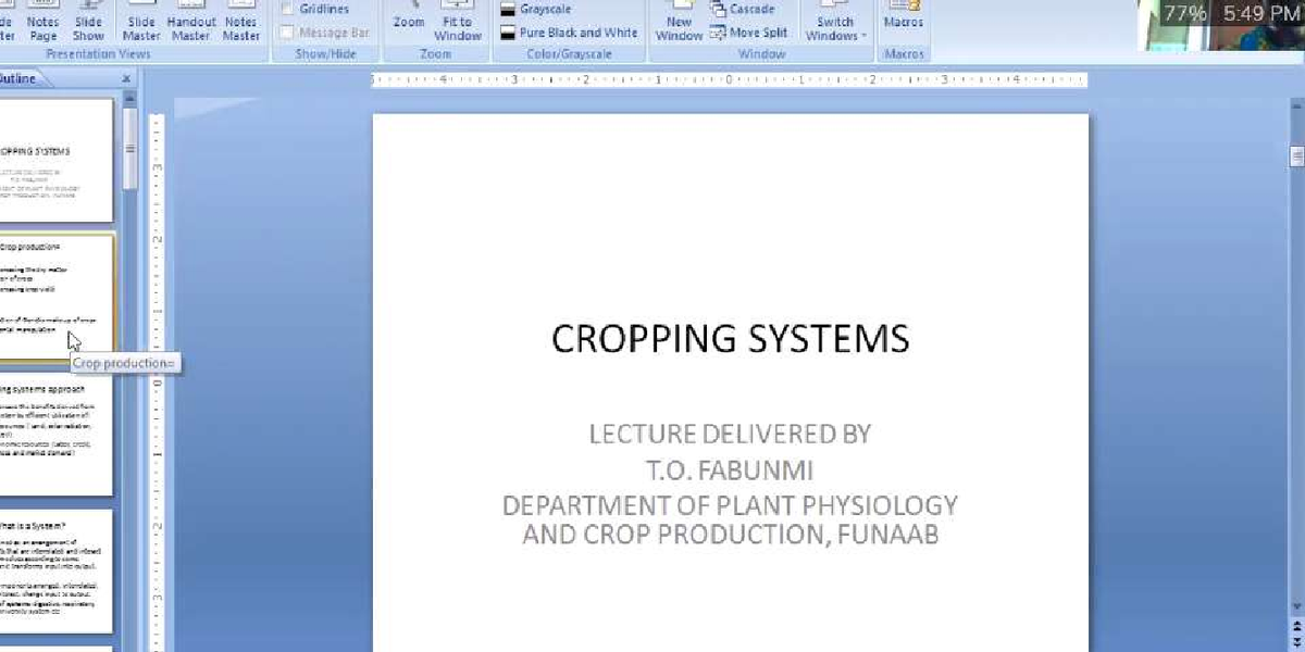 Basic principles cropping system, two hundred level - Cropping systems ...