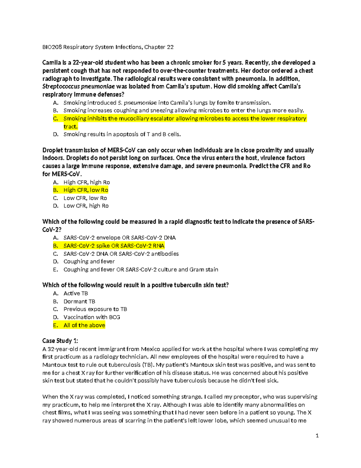 Chp22+respiratory+infections+worksheet - BIO208 Respiratory System ...