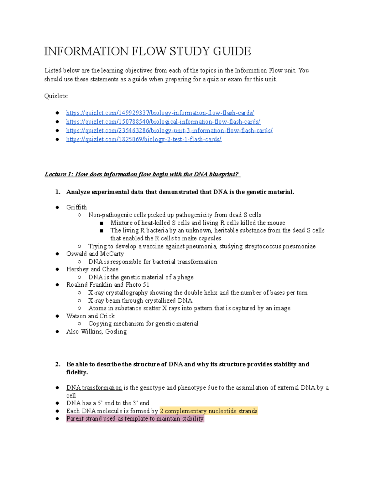Information FLOW Study Guide 2021 - INFORMATION FLOW STUDY GUIDE Listed ...