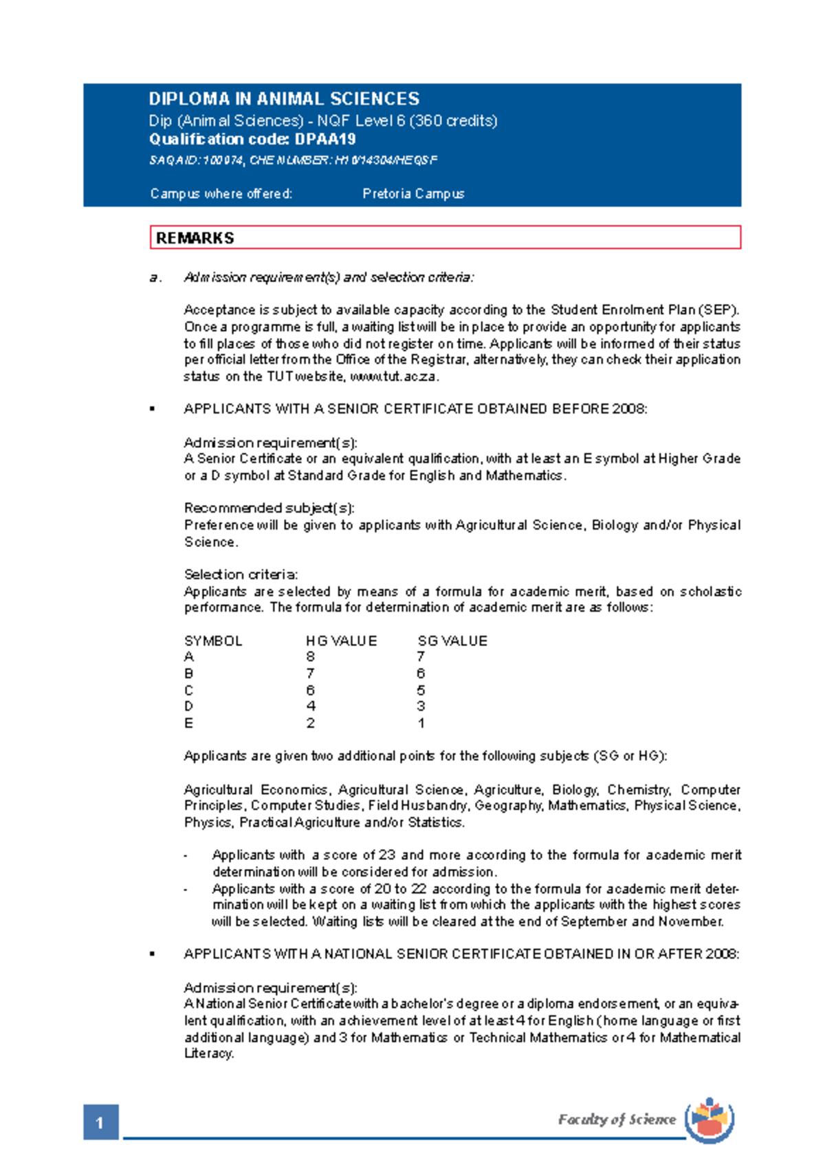 Dip Animal Sciences 2022 - DIPLOMA IN ANIMAL SCIENCES Dip (Animal ...