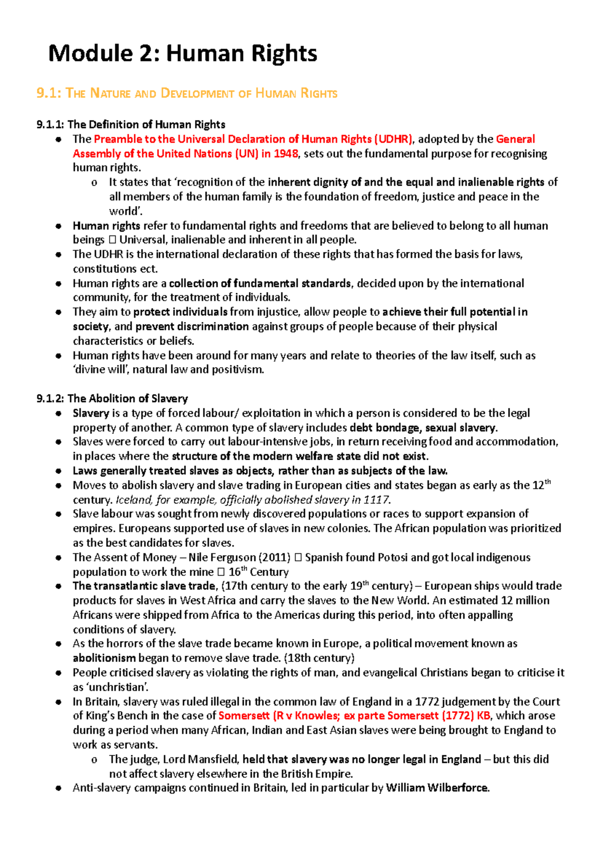 Human Rights Notes - Studocu