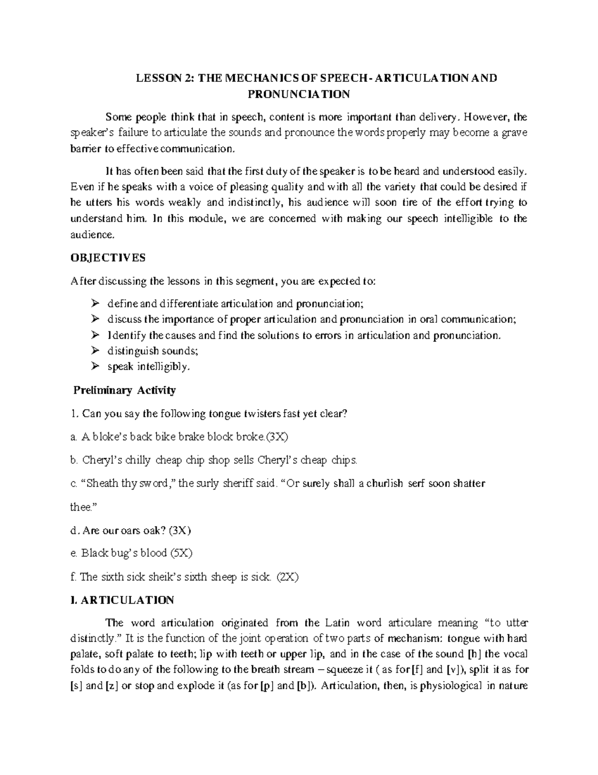 Lesson-2 Mechanics-of-Speech Articulation-and-Pronunciation - LESSON 2 ...