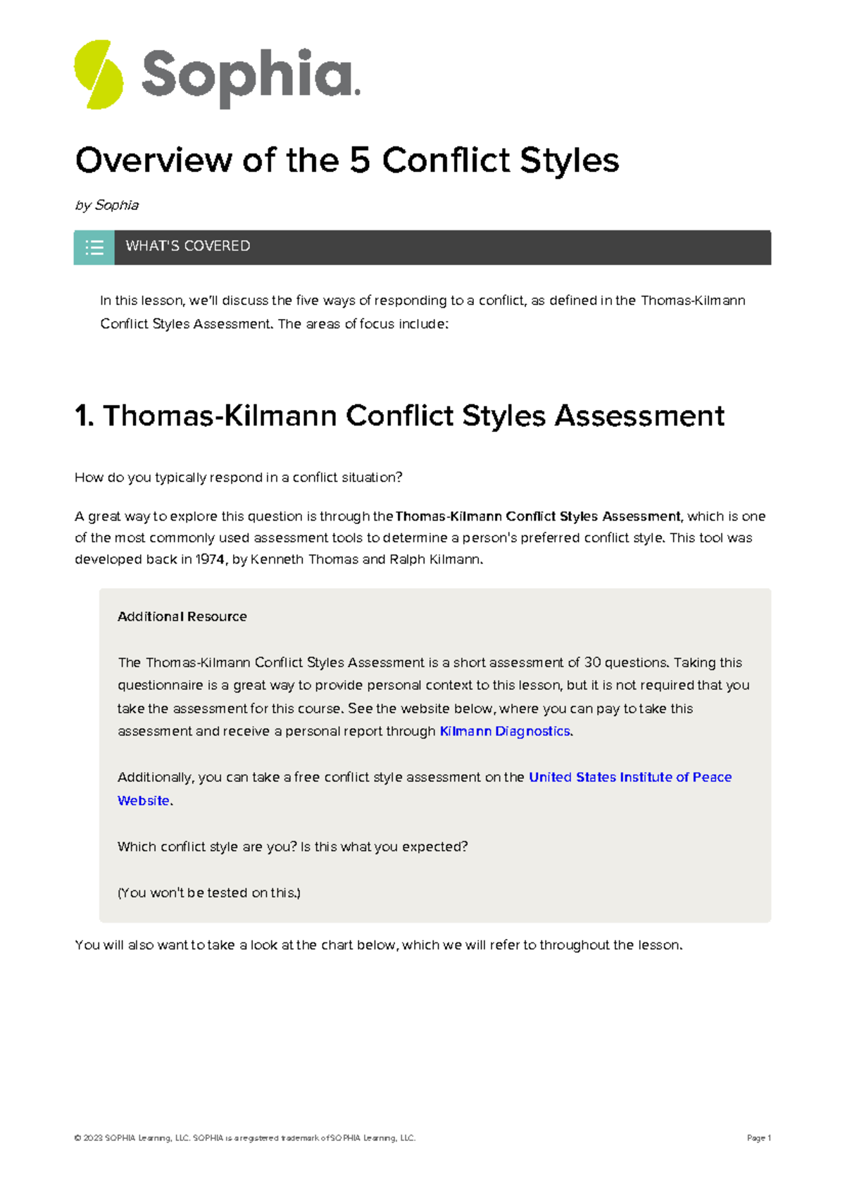 Overview of the 5 conflict styles 2 - Overview of the 5 Conflict Styles ...