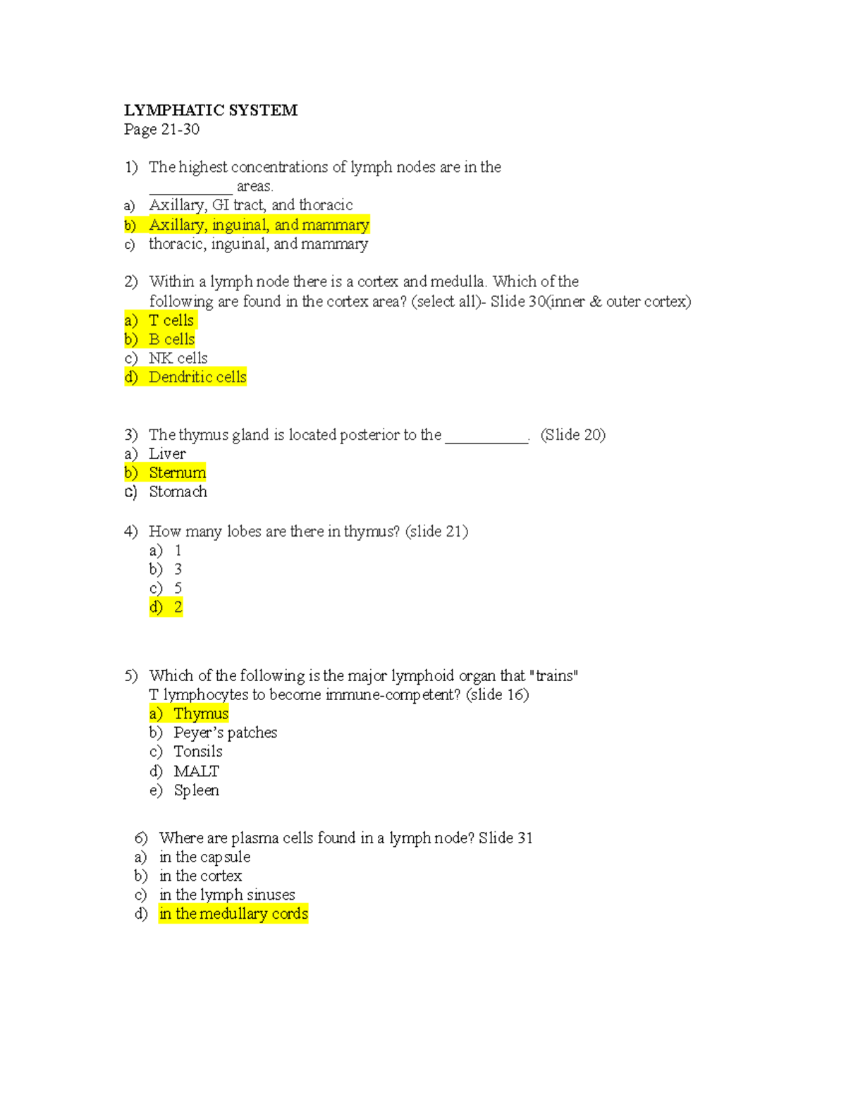 Lymphatic system quizzes - LYMPHATIC SYSTEM Page 21- The highest ...