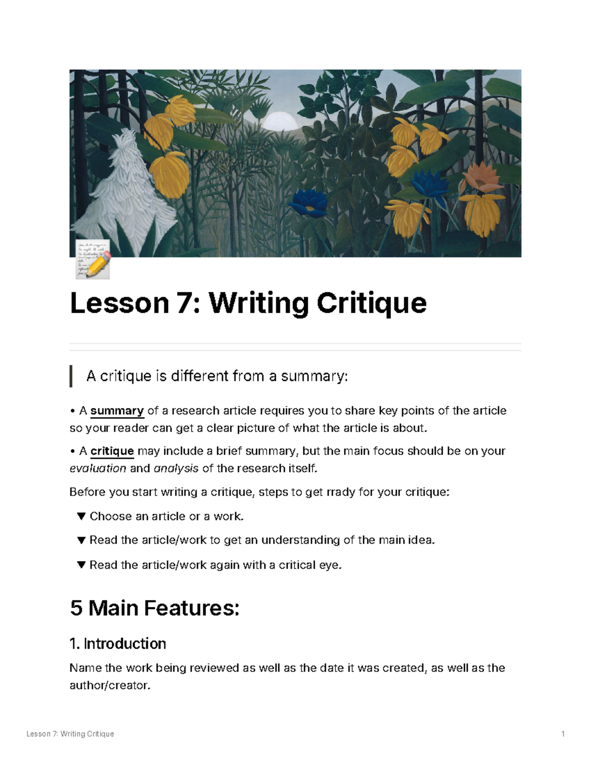 1521c9c3-6663-4c43-b9f3-3fdd1024bbbf Lesson 7 Writing Critique - Lesson ...
