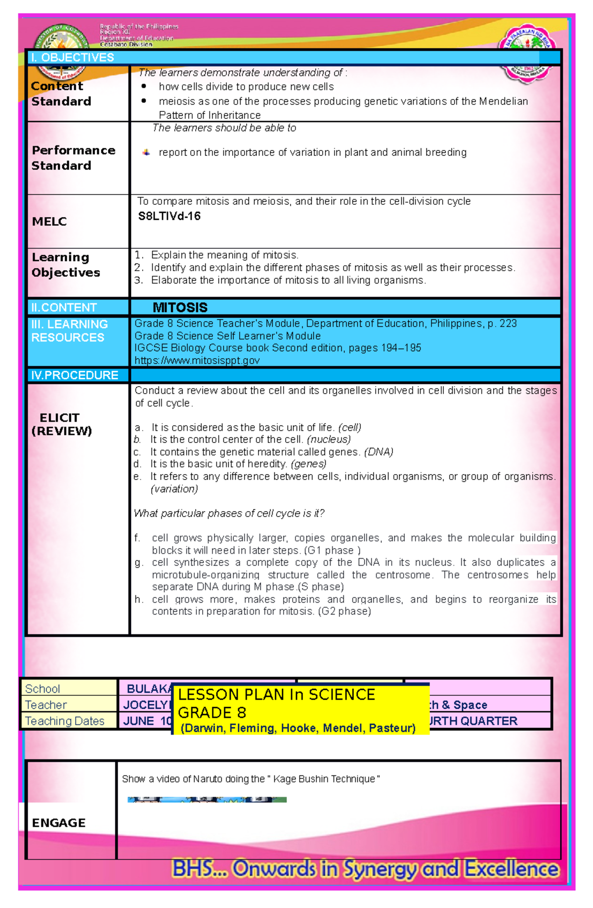 COT LP - DLL for science 7.Kto 12 fo COT purposes - I. OBJECTIVES ...