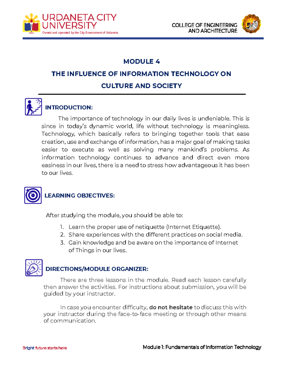 Module 4 - THE INFLUENCE OF INFORMATION TECHNOLOGY ON CULTURE AND ...
