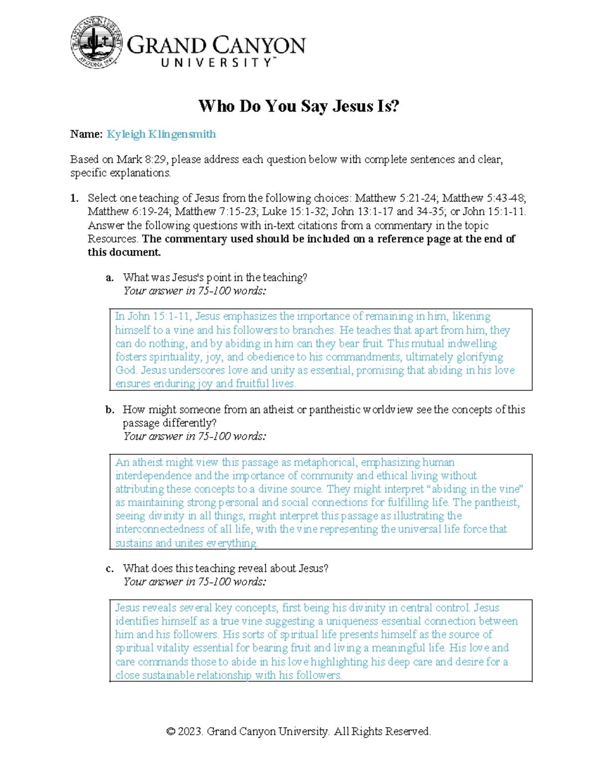 Who do you say Jesus is - weekly assigned coursework - Who Do You Say ...