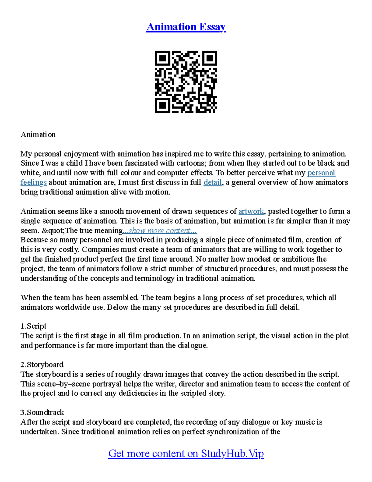 Illustration Essay - Animation Essay Animation My personal enjoyment ...