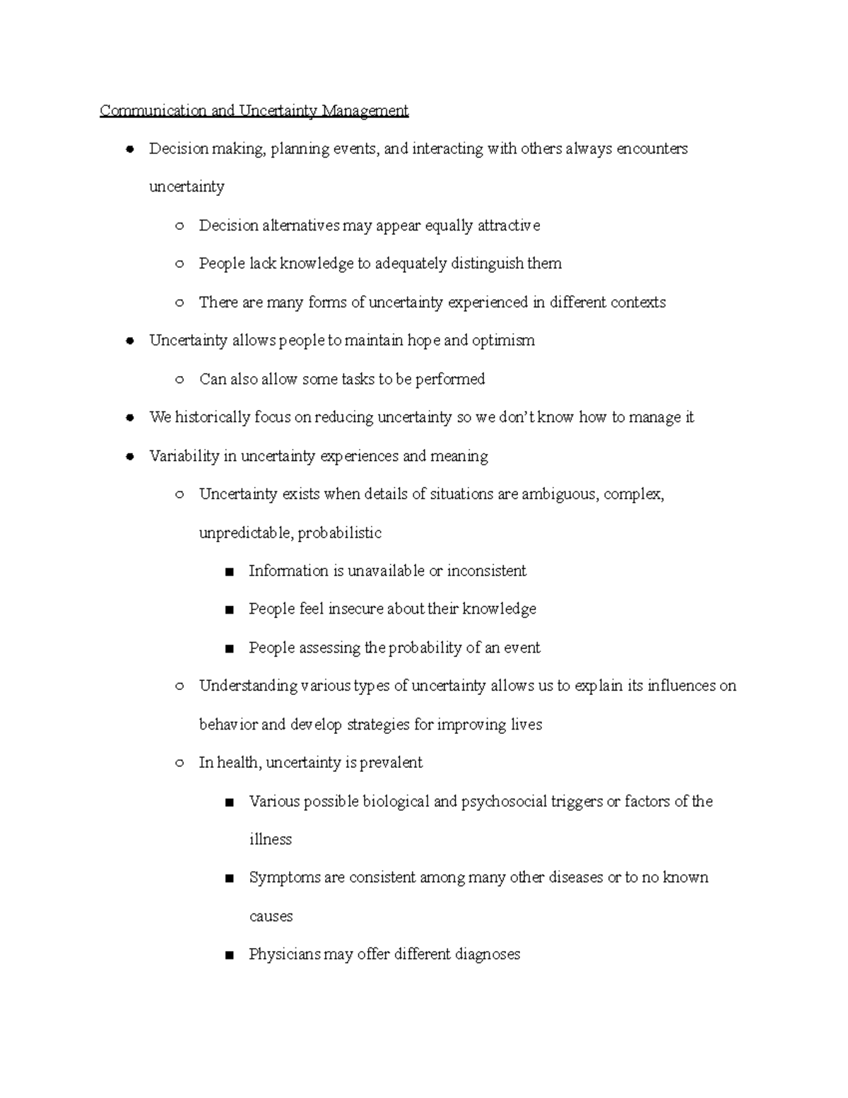 Communication and Uncertainty Management - Positive emotional responses ...
