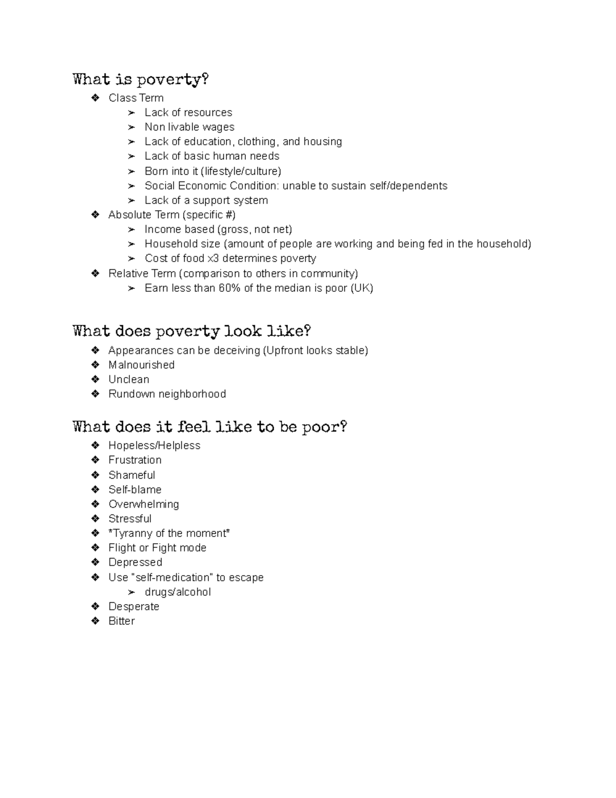 What is Poverty Notes - What is poverty? Class Term Lack of resources ...