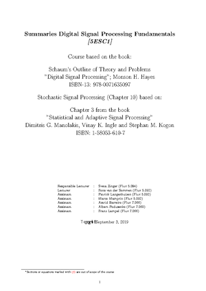 Cheat Sheet DSP - DSP fundamentals (signals II) - Studeersnel
