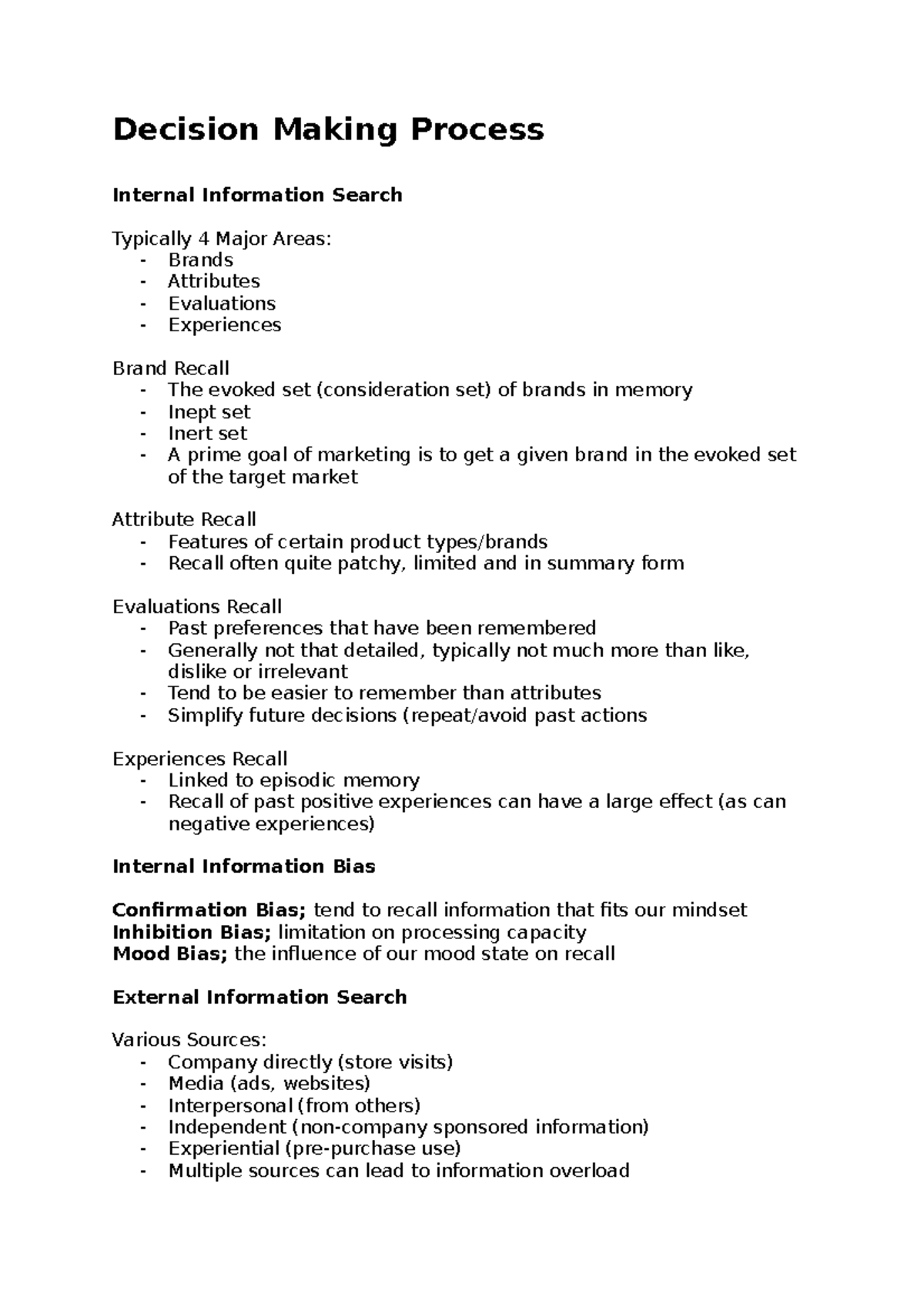 Decision Making Process - Decision Making Process Internal Information ...