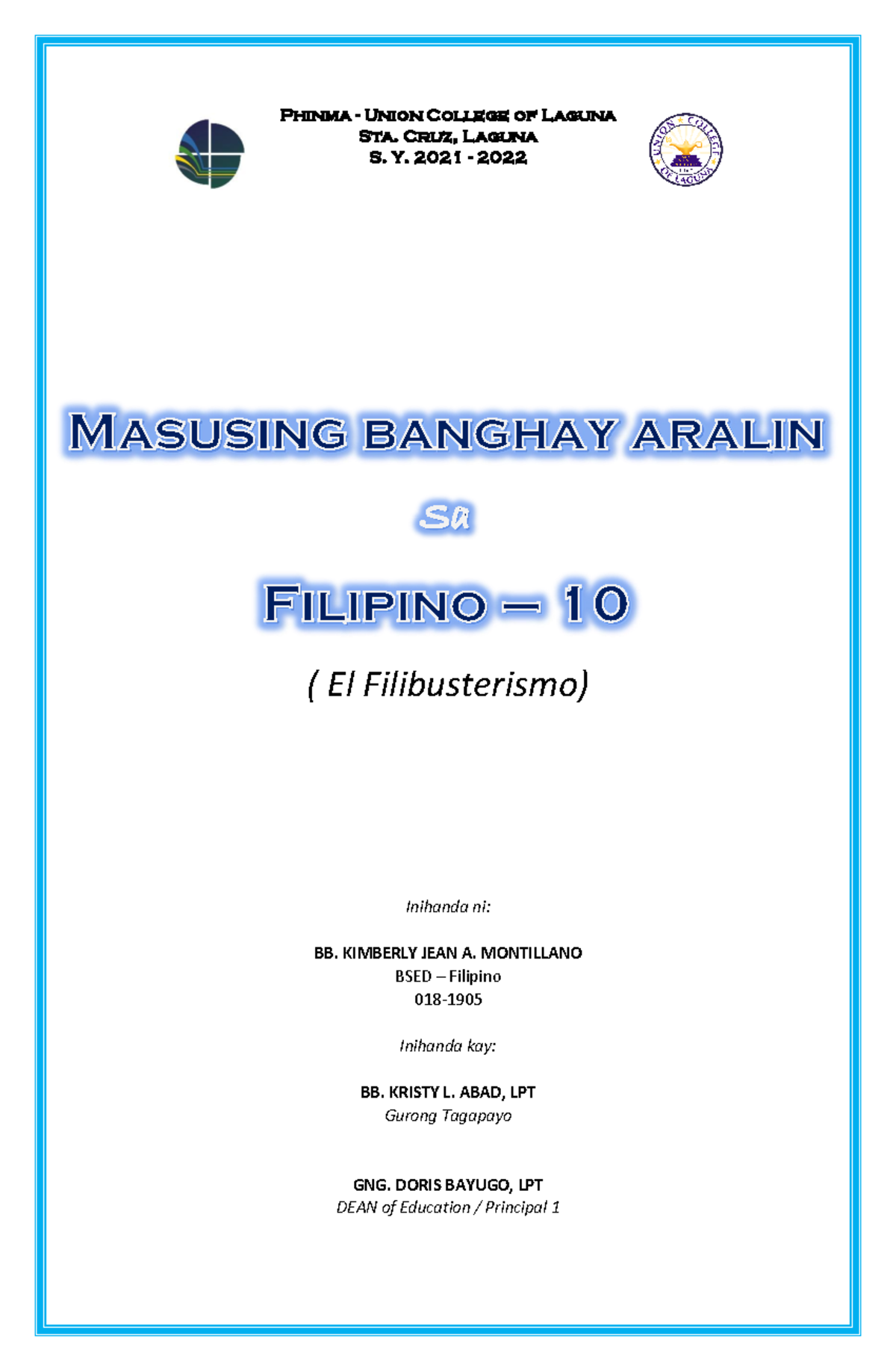 Masusing Banghay Aralin ni Bb - Phinma - Union College of Laguna Sta ...