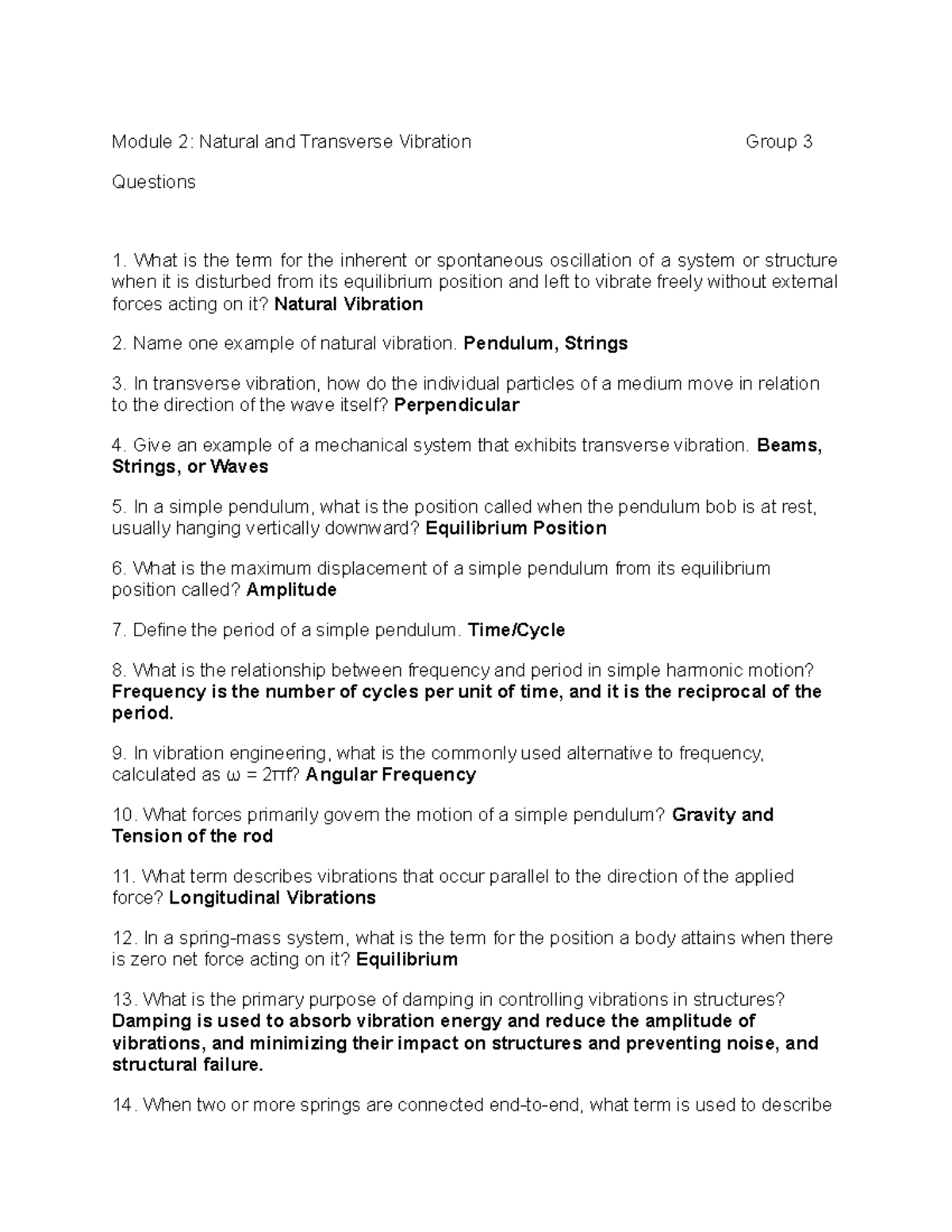 Module 2 Questions- Group 3 - Module 2: Natural and Transverse ...