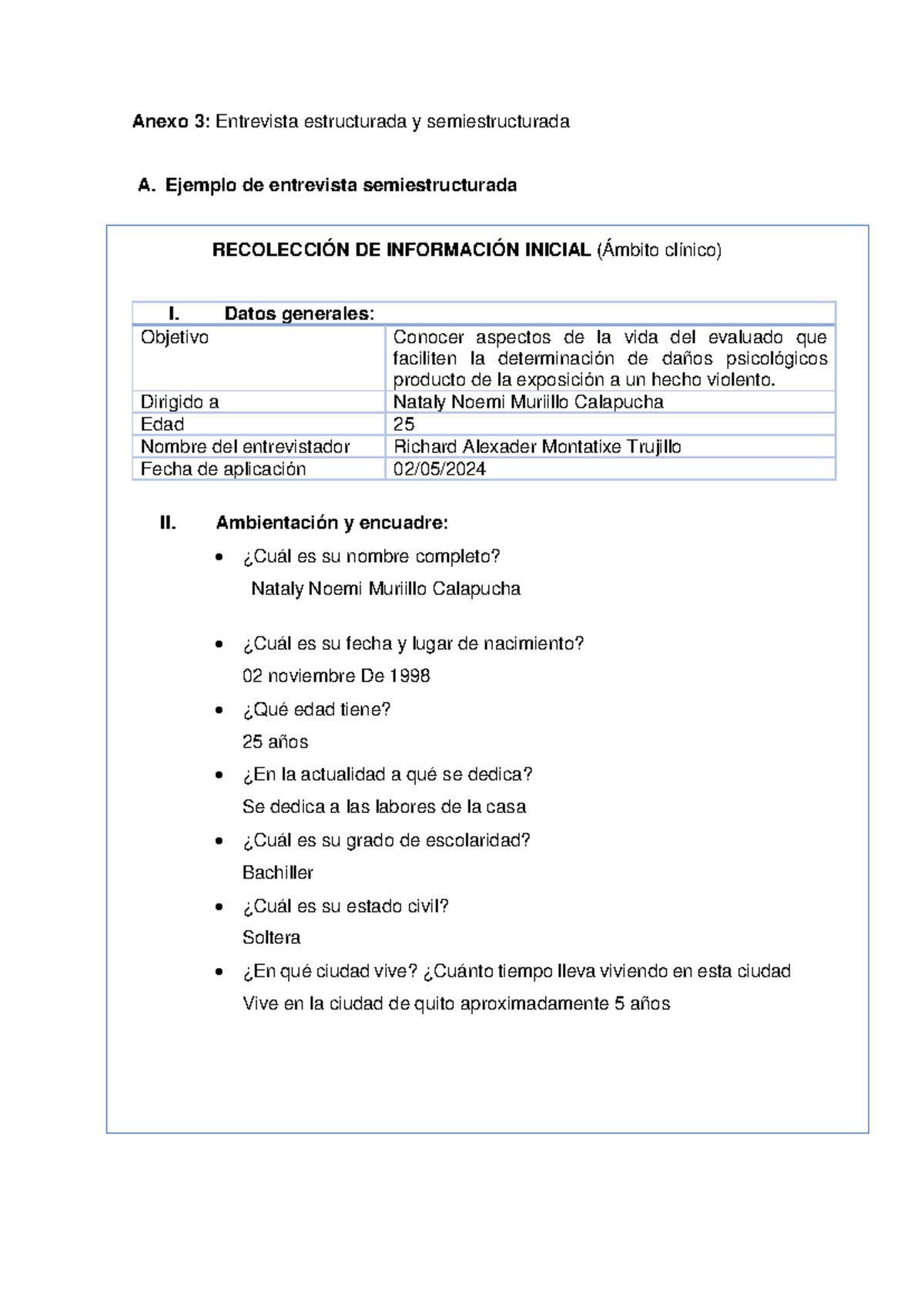 Anexo 3-Entrevista estructurada y semiestructurada - Anexo 3: Entrevista estructurada y - Studocu