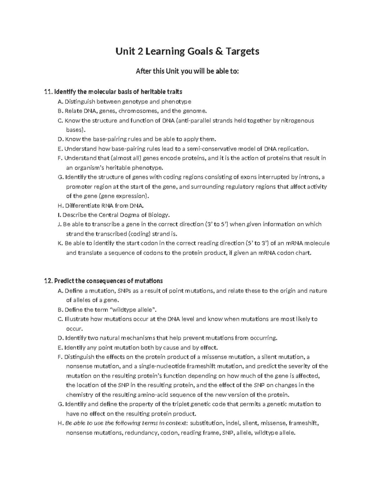 Unit 2 Learning Goals Notes Unit 2 Learning Goals And Targets After This Unit You Will Be Able