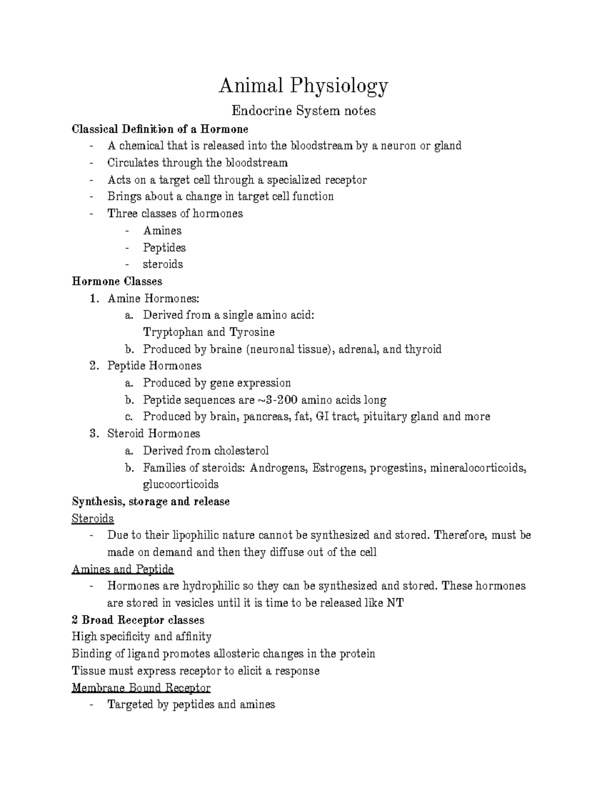 Animal Physiology endocrine sys - ANSC 325 - University of Nevada - Studocu