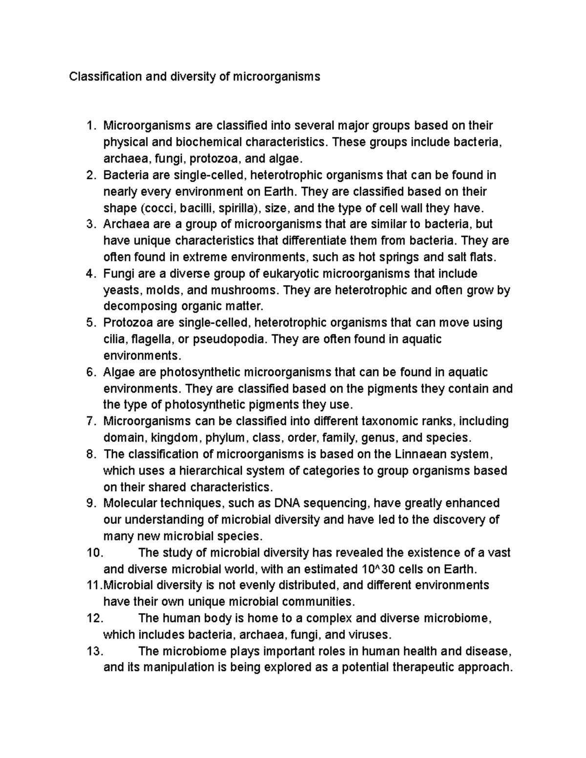 Classification and diversity of microorganisms - Classification and diversity of microorganisms ...