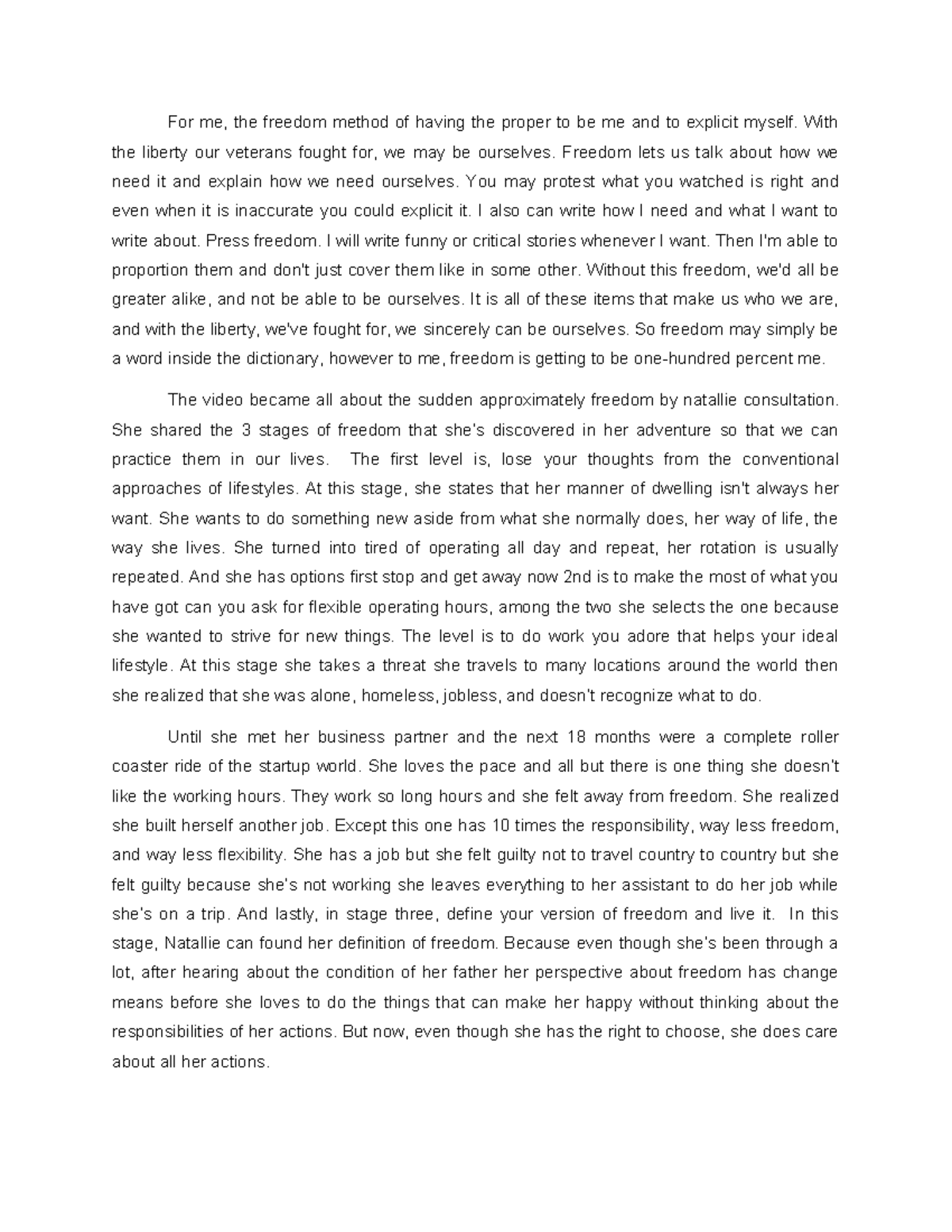 Reaction paper - This is only self note - For me, the freedom method of ...