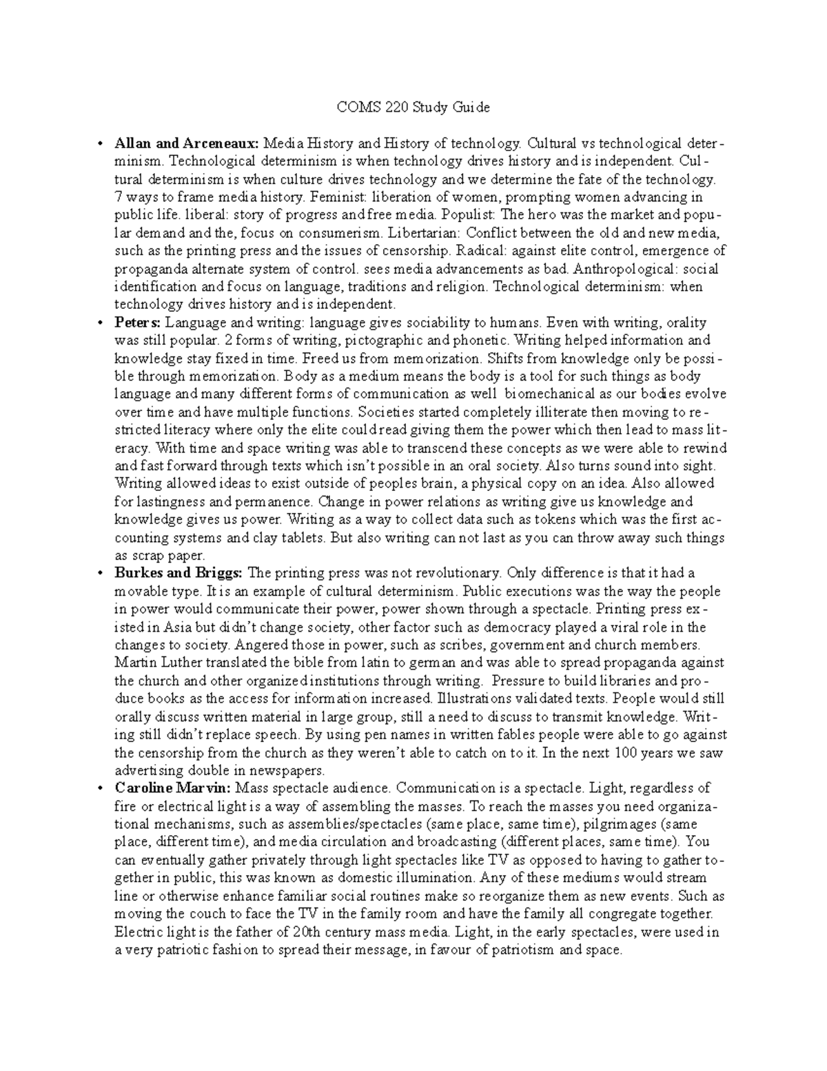 COMS 220 Study Guide - COMS 220 - Concordia - Studocu