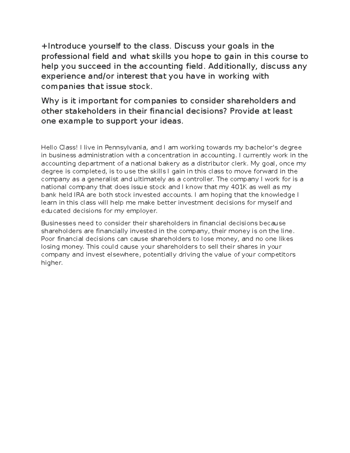 ACC 309 Mod 1 Discussion - ACC309 - SNHU - Studocu
