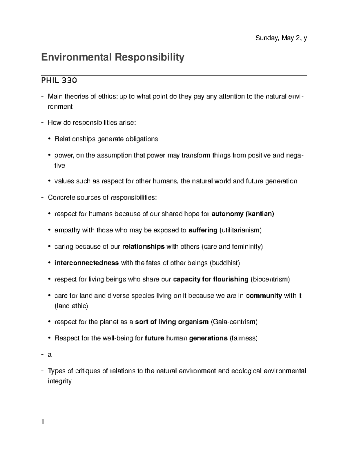 Environmental Responsibilities - Friday, May 3, y Environmental ...