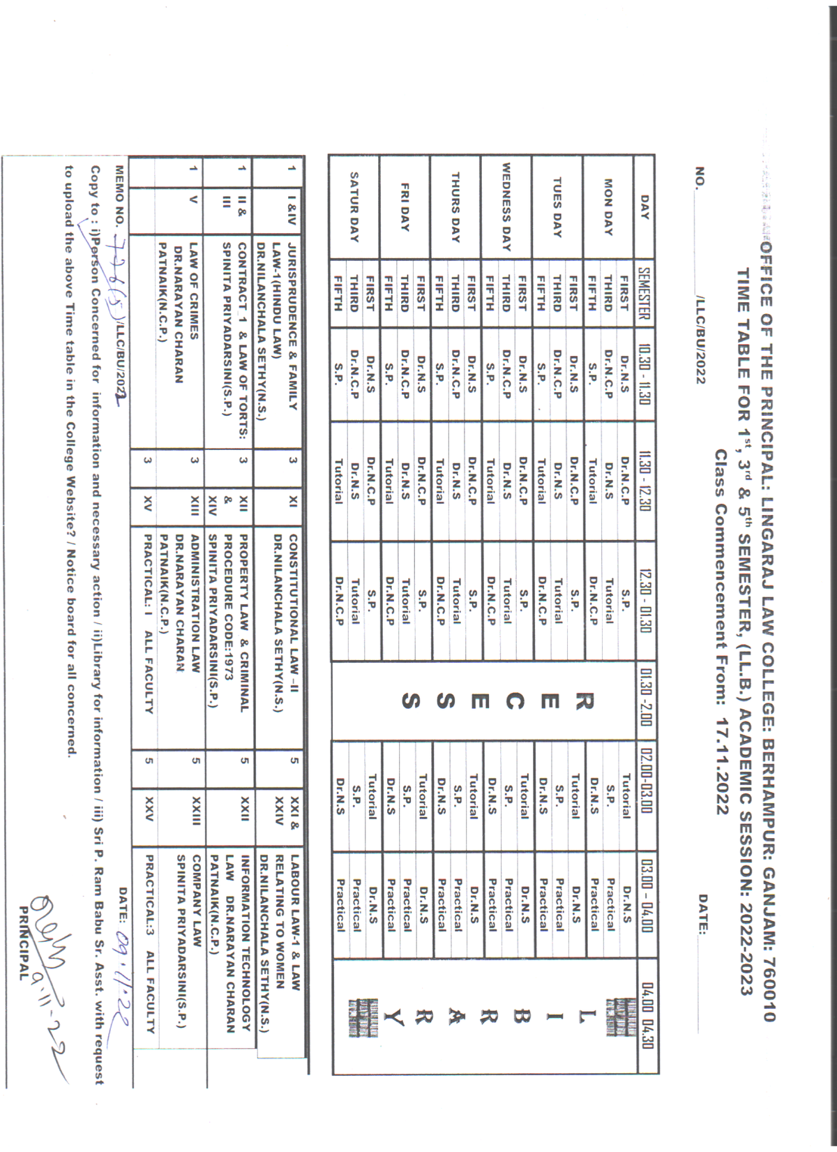 20221122105236 time table llb 2022 23 - LAW - Studocu