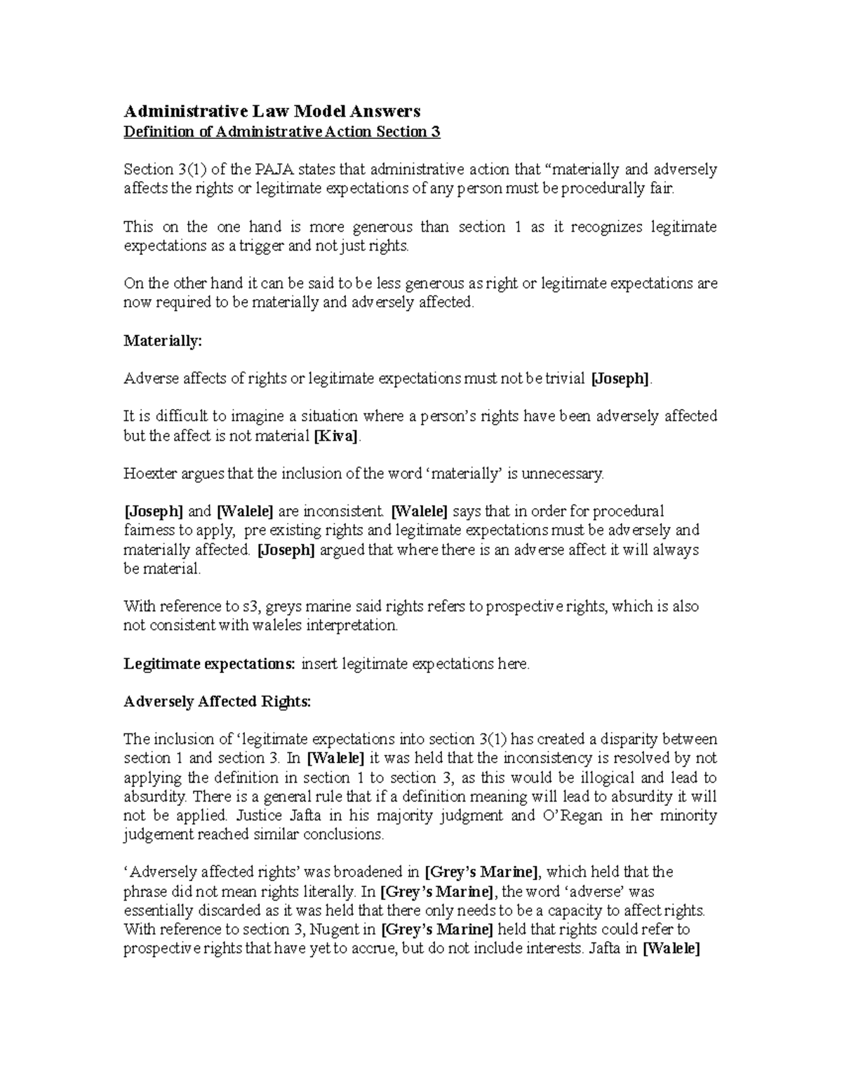 Administrative Law Model Answers - Section 3 Definition ...