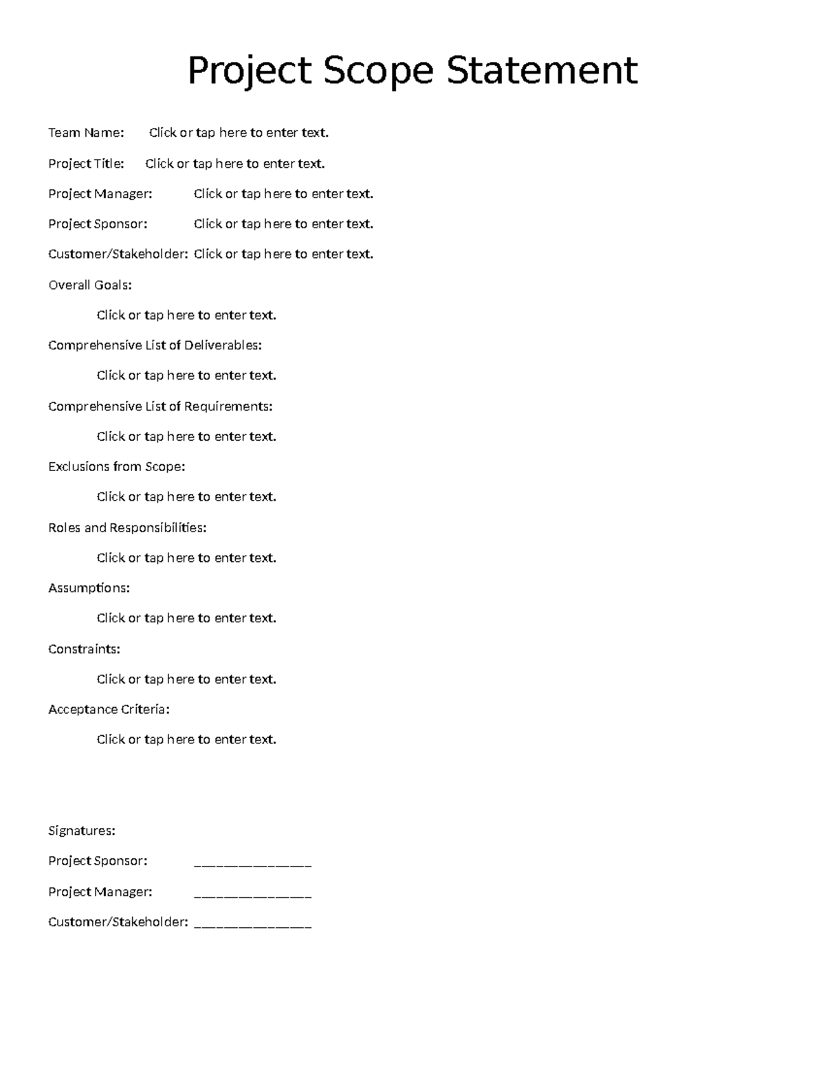 Elg-Project Scope Statement Template - Project Scope Statement Team ...