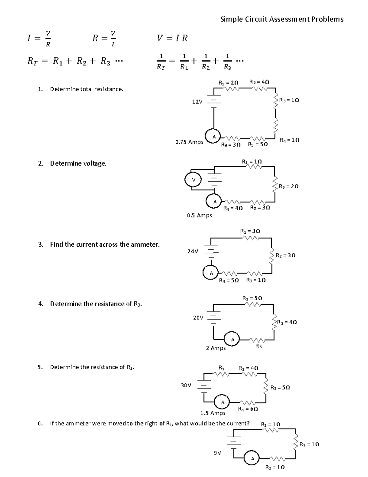 Simple Circuit Assessment for physics - Simple Circuit Assessment ...