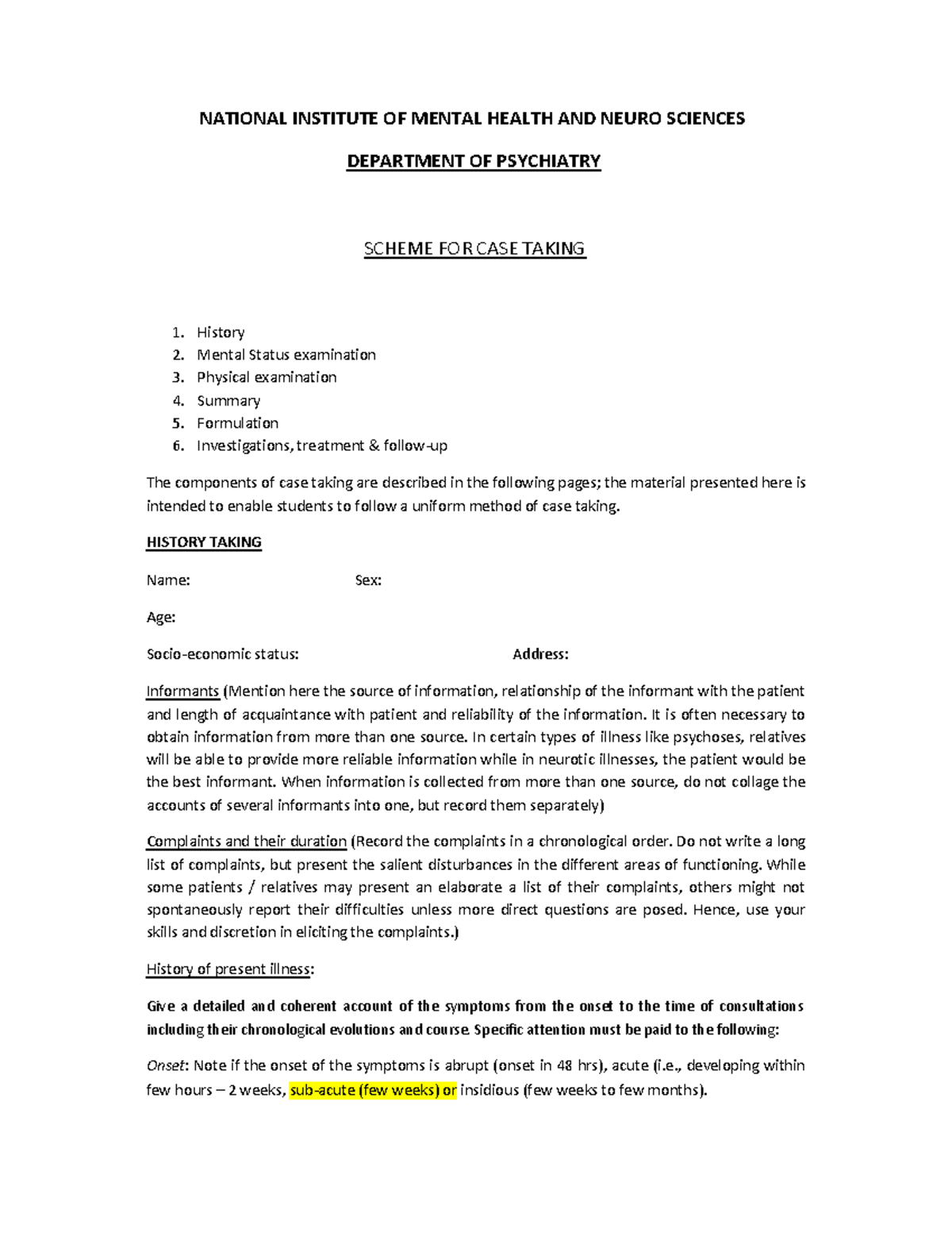 Mayer+Gross+history+taking+and+MSE+proforma-1 - NATIONAL INSTITUTE OF ...
