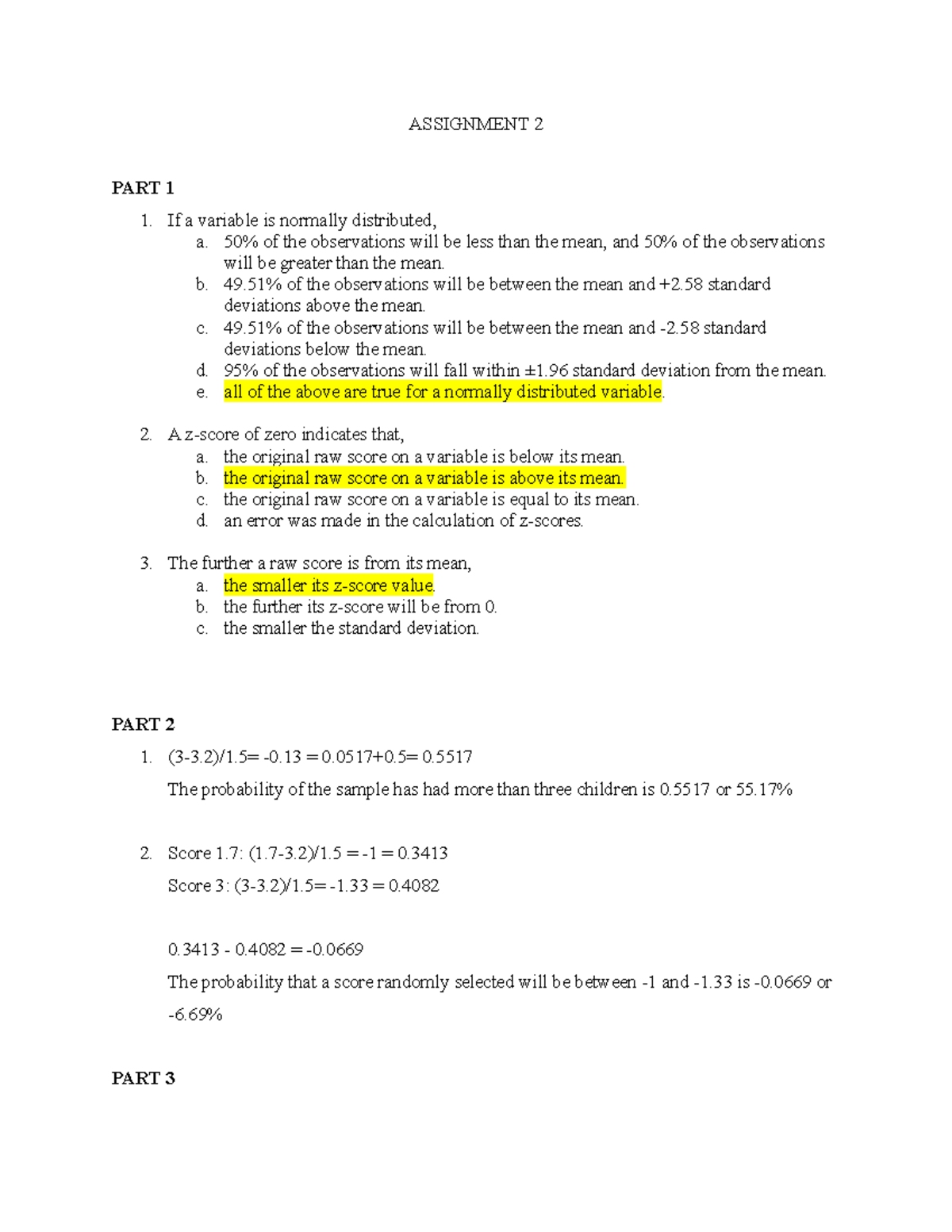 SOCI213 - Assignment 2 (Statistics 2) - ASSIGNMENT 2 PART 1 If a ...